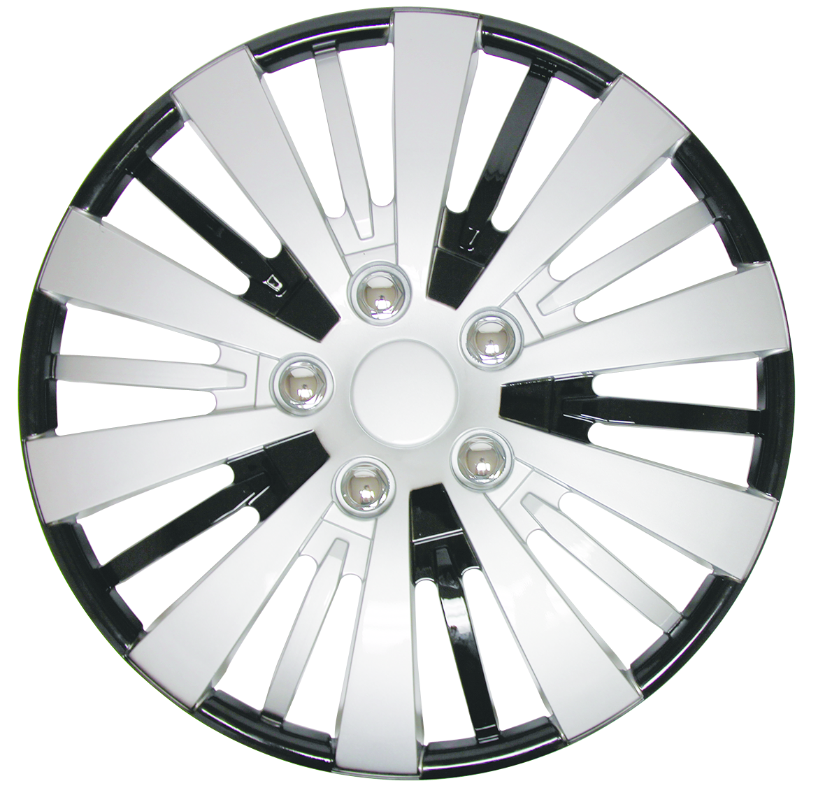 RTX CF80-1465SB - (4) ABS Wheel Covers - Black & Silver 15" – RACKTRENDZ